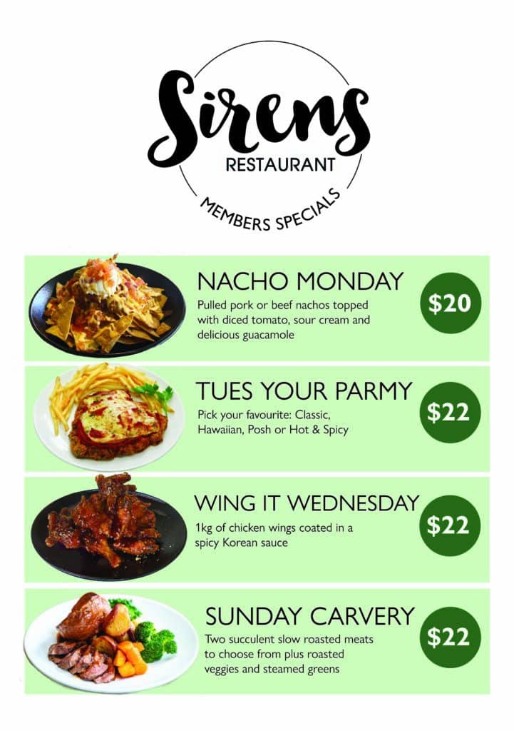 Sirens Restaurant | South Cairns Sports Club